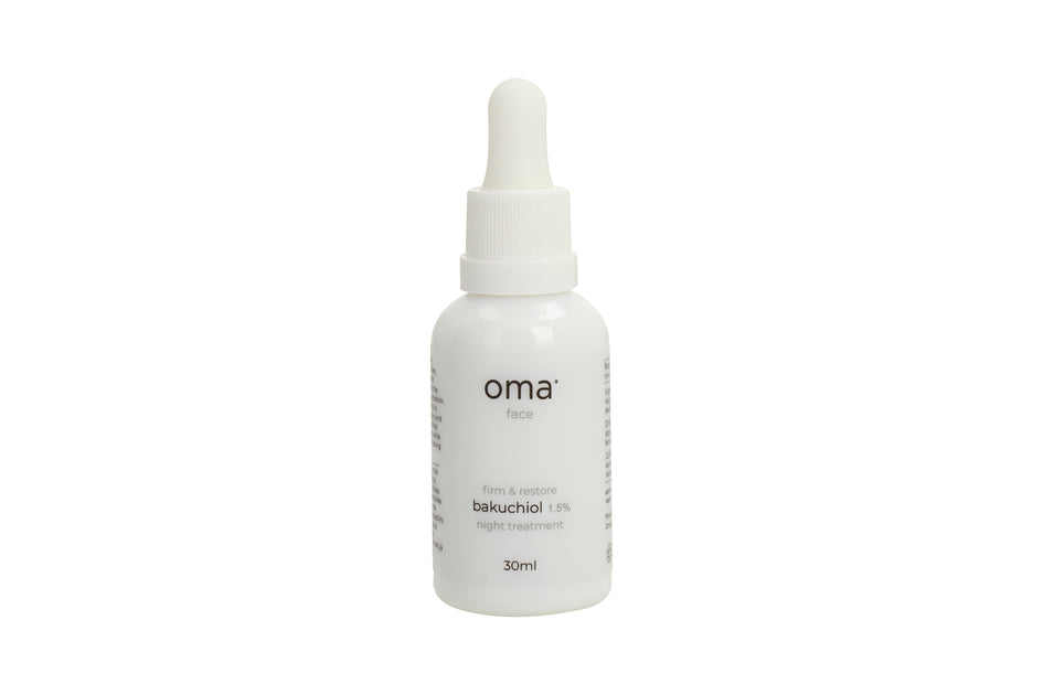 Bakuchiol 1.5% night treatment face serum, 30ml (firm & restore) – oma